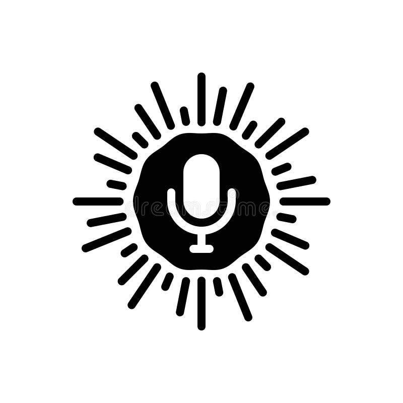 Black Solid Icon for Sound, Sound Pressure and Mike Stock Vector ...