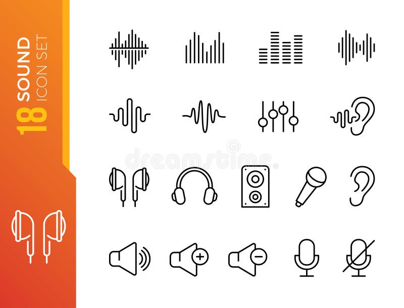 Minimal Sound Line Icon Set Stock Vector - Illustration of icon ...