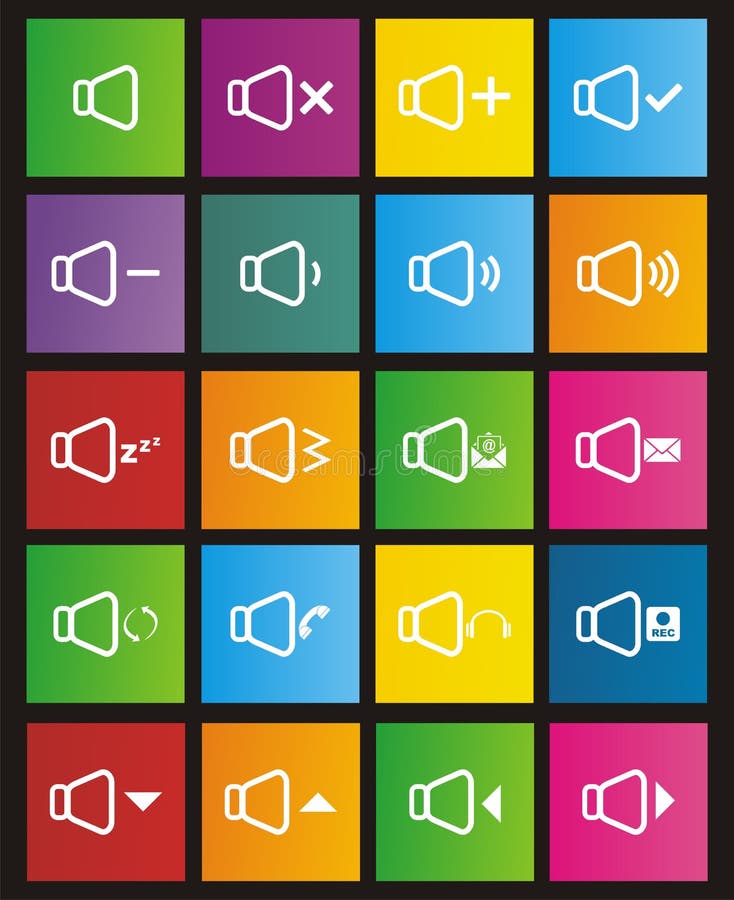Sound Icon Sets - Metro Style Stock Illustration - Illustration of ...
