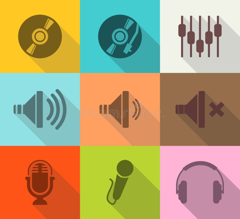 Sound Icons Collection Audio Signs Isolated Flat Design Vector Stock ...