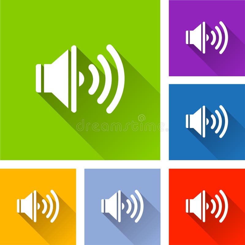 Sound Icons with Long Shadow Stock Vector - Illustration of sign, long ...