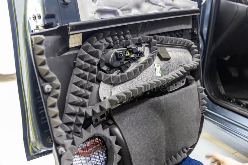 Sound Insulation of the Car. Installation of Sound Insulation Material ...