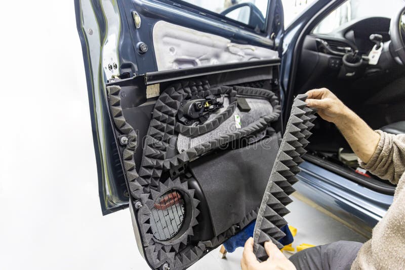 Sound Insulation of the Car. Installation of Sound Insulation Material ...