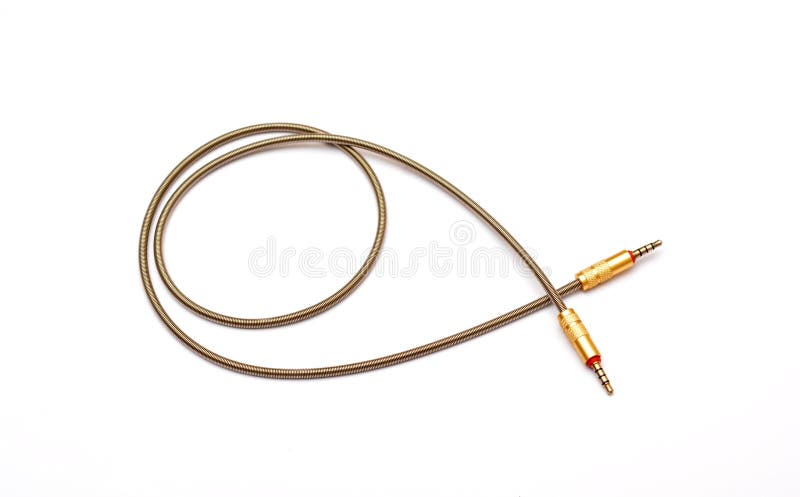 Sound Jack Golden Color Cable on White Background Stock Photo - Image ...