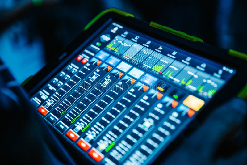 Sound Light Mixer Console on Tablet Stock Image - Image of audio ...