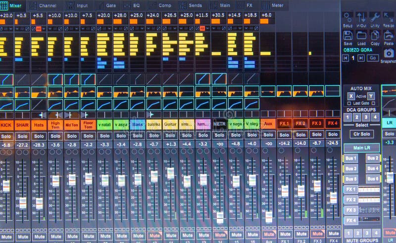 Sound and Light Mixer Console on Tablet Stock Photo - Image of ...