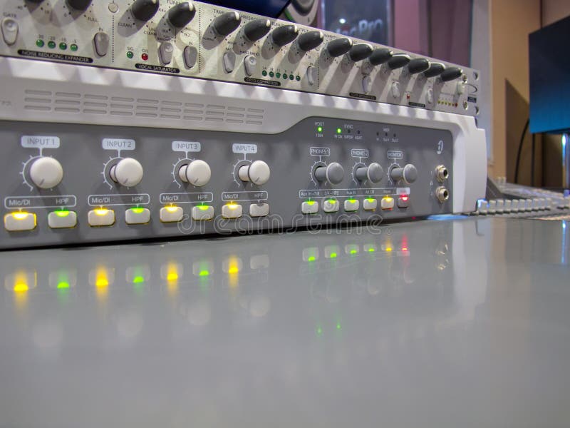 Sound mix stock image. Image of machine, table, studio - 21263099