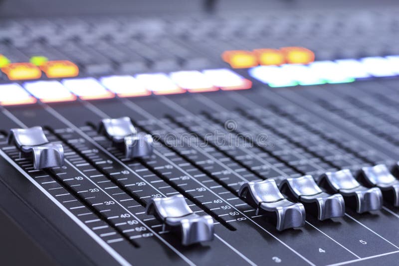 Faders on audio mixer stock image. Image of record, mixing - 6023647