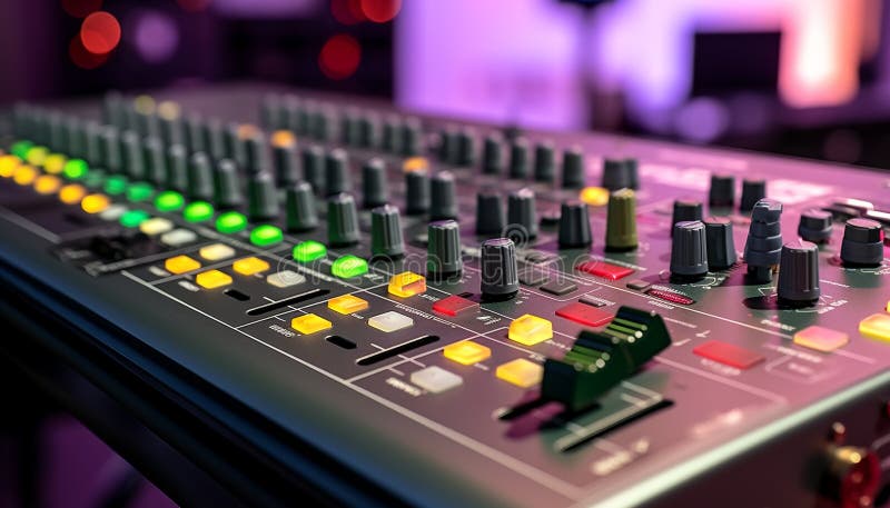 Sound Mixer Adjusting Knobs in Recording Studio Generated by AI Stock ...