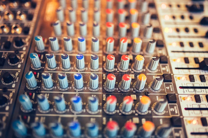 Sound Mixer with Buttons and Sliders, Preparing for Party. Stock Image ...