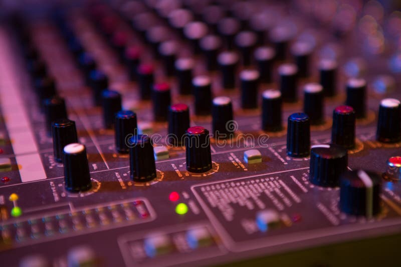 Sound Mixer Control Panel, Close-up Audio Controls Stock Image - Image ...