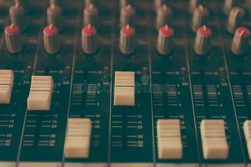Sound mixer control panel stock photo. Image of level - 77647220