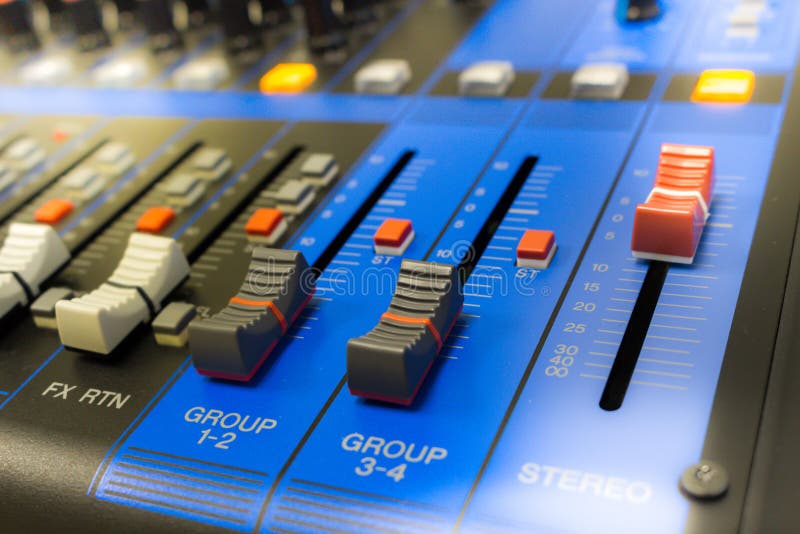 Sound mixer control panel. stock image. Image of closeup - 141440759
