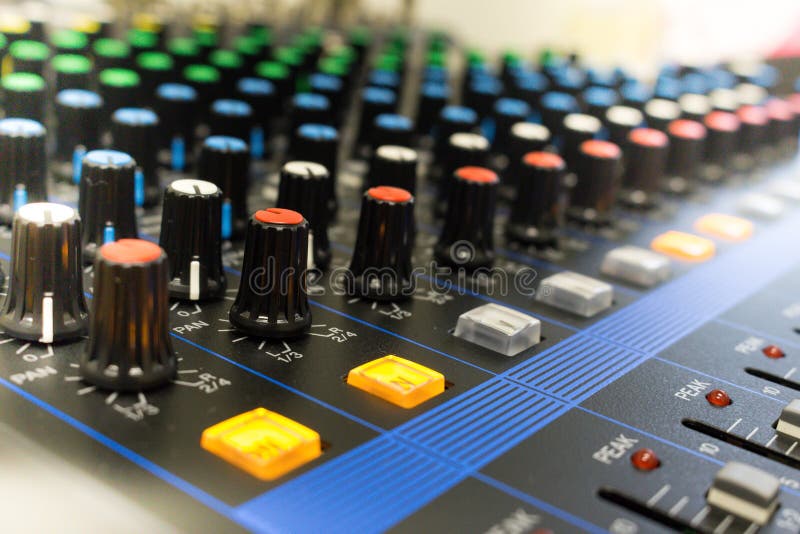 Sound mixer control panel. stock image. Image of board - 141440829