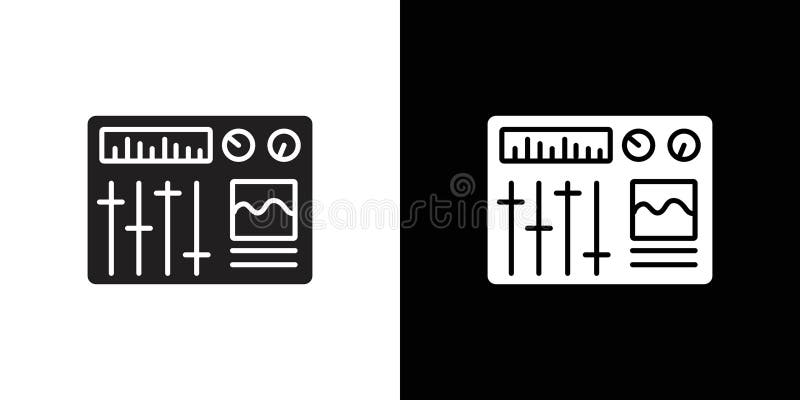 Sound Mixer Icon Flat Vector Set Outline Stock Vector - Illustration of ...