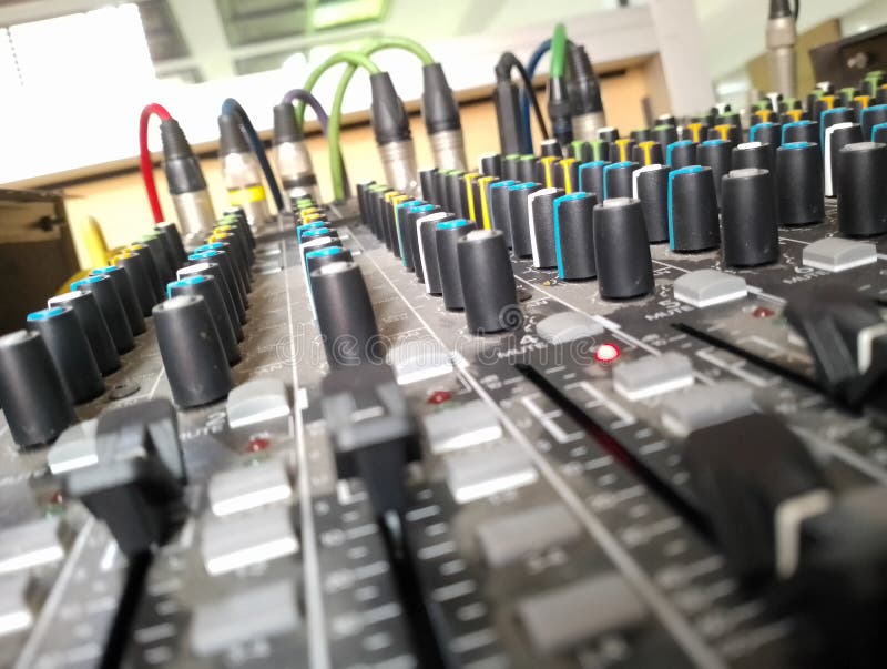 Sound Mixer Lined with Dials Panel and Light Stock Image - Image of ...