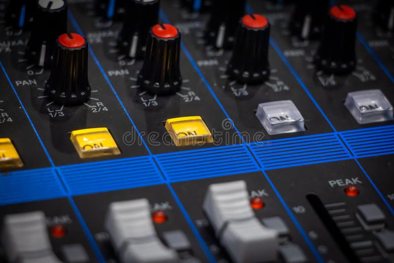 Sound Mixer. Professional Audio Mixing Console with Lights Stock Photo ...