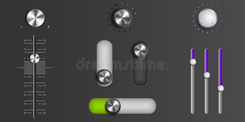 Sound Mixer Sliders and Control Knobs Stock Vector - Illustration of ...