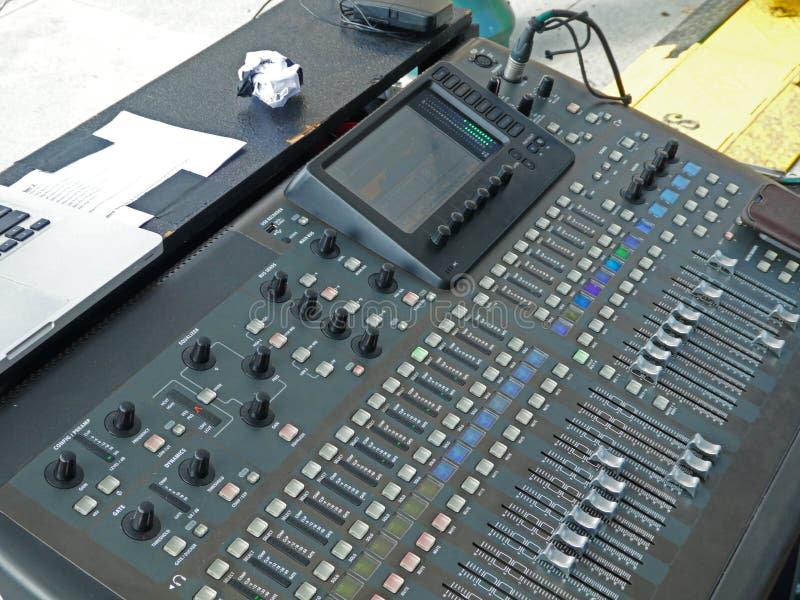 A Sound Mixing Board is Pictured Stock Image - Image of slides, amplify ...