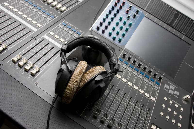 Sound mixing console. stock image. Image of headfones - 78375367