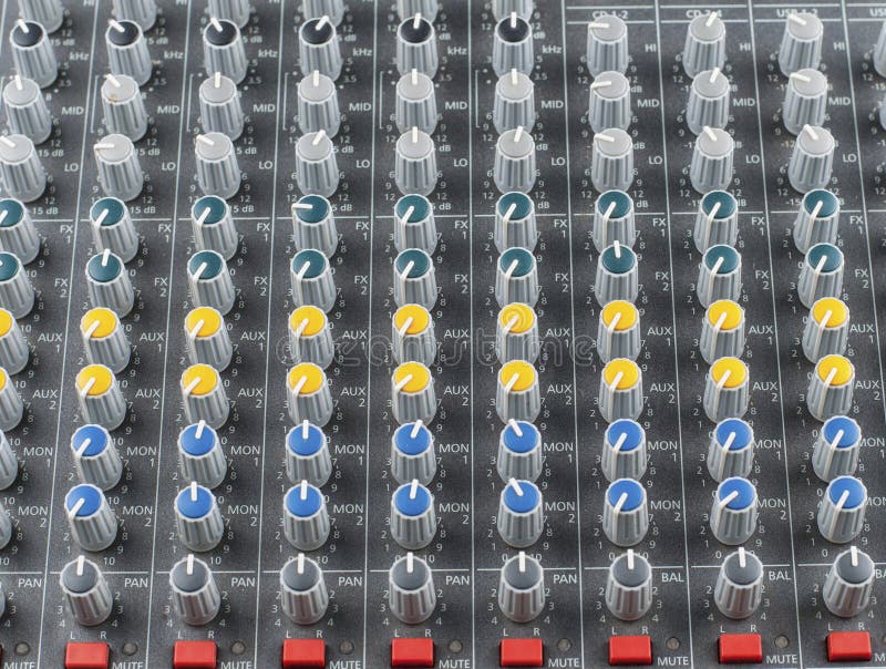Sound Music Mixer Control Panel.Buttons on Mixer Stock Image - Image of ...