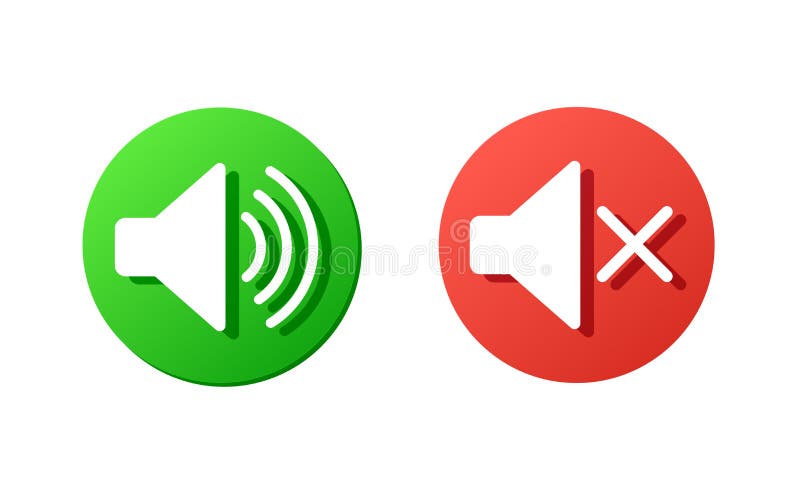 Sound on and Off Green and Red Buttons, Loudspeaker Button, Web Icon ...