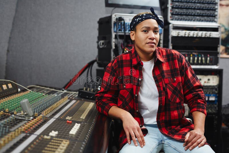 Sound Operator by Workplace Stock Image - Image of mixer, shirt: 109083663