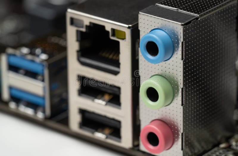 Sound Output, Sound Input and Microphone Mini Jack Connectors on Real ...