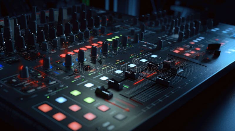 Sound Panel for Working in the Studio and on TV Projects. Close-up of ...