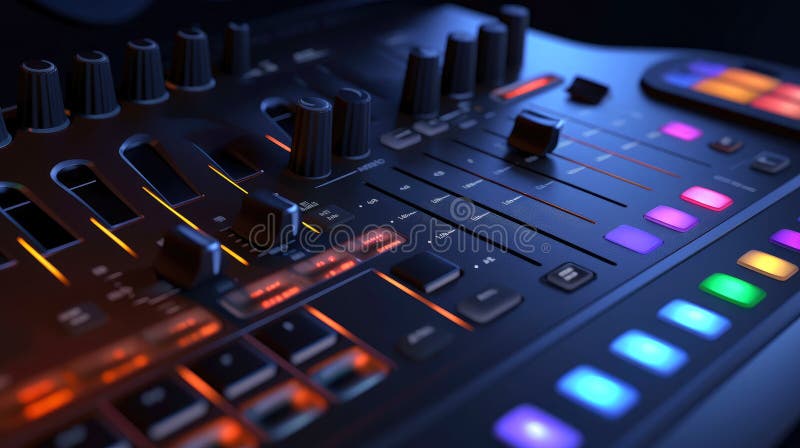 Sound Panel for Working in the Studio and on TV Projects. Close-up of ...