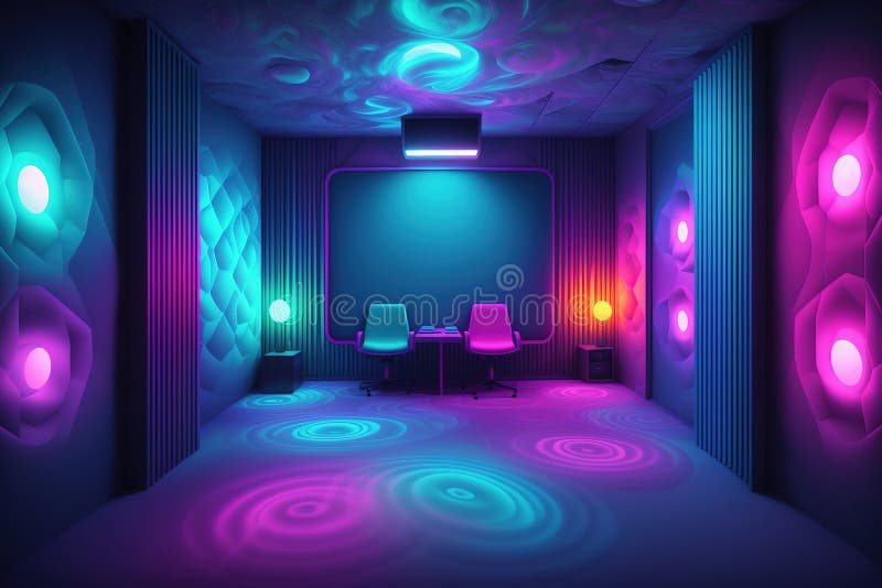 Sound Proof Environment Neon Ambience Stock Illustration - Illustration ...