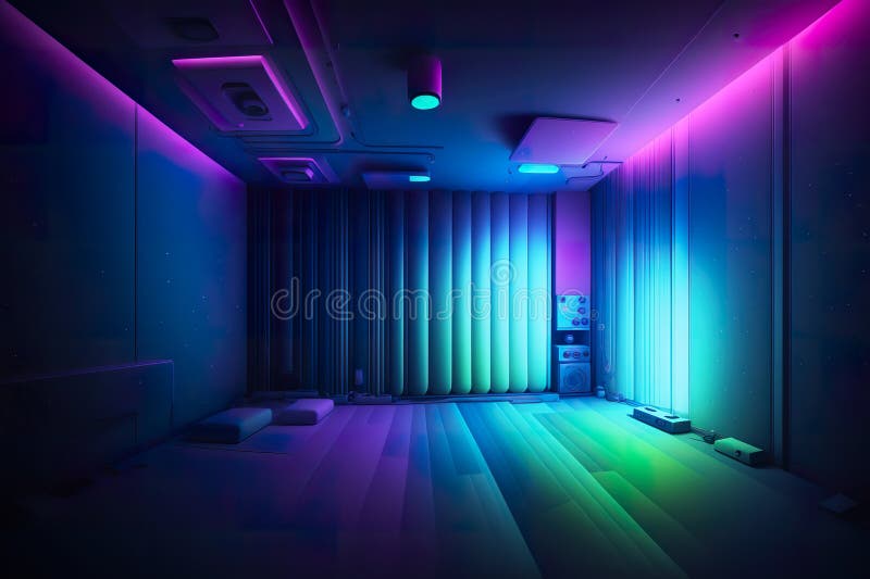 Sound Proof Environment, Padded Walls, Neon Ambience Stock Illustration ...