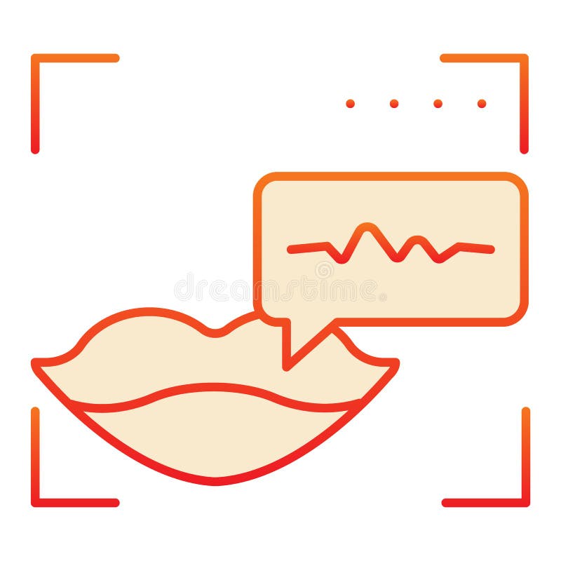 Sound Recognition and Lips Flat Icon. Voice Identification Red Icons in ...