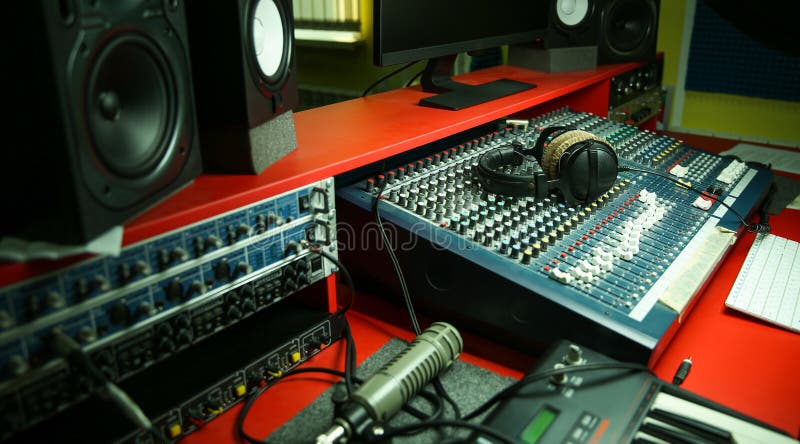 Sound Recording Equipment in a Music Recording Studio Stock Image ...
