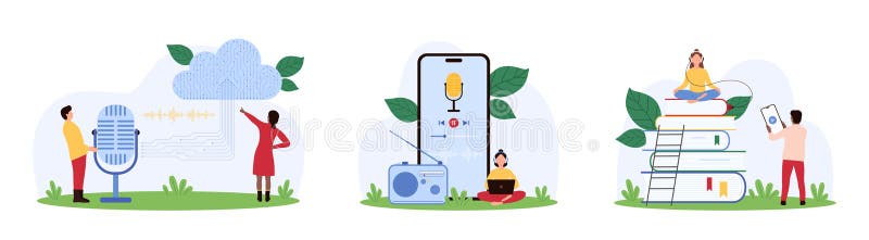 Sound Recording Guide, Radio Broadcast Set, Tiny People Record a Stock ... Sound Recording Guide, Radio Broadcast Set, Tiny People Record a Stock ...