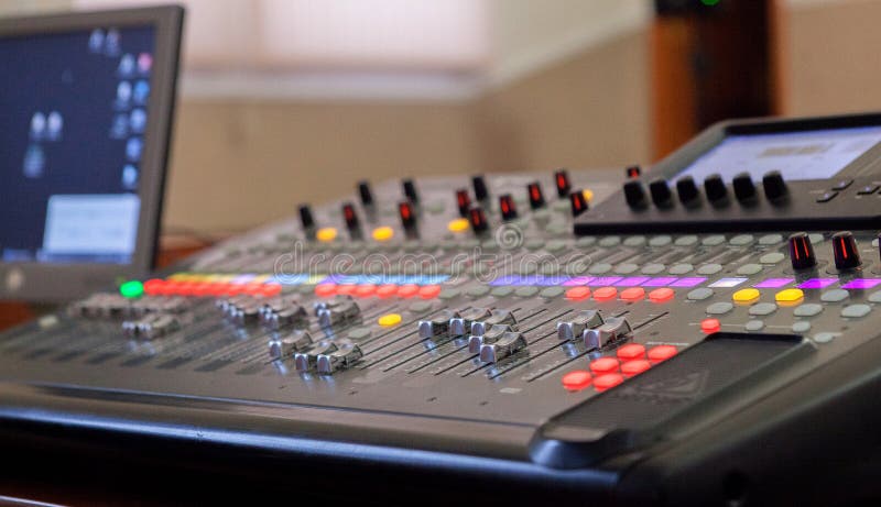 Sound Recording Studio Mixing Desk. Music Mixer Control Panel Stock ...