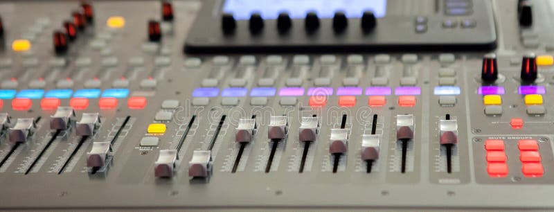 Sound Recording Studio Mixing Desk. Music Mixer Control Panel Stock ...