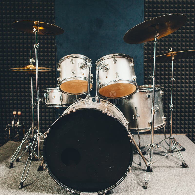 Sound Recording Studio Professional Drum Set Stock Photo - Image of ...