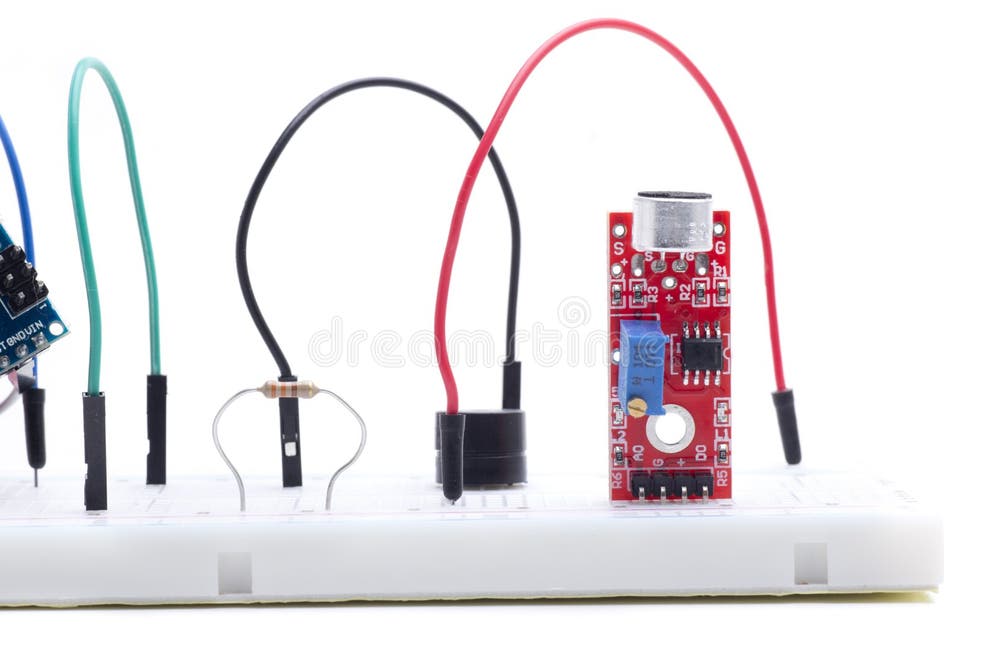 Sound sensor and jumpers stock image. Image of diode - 140394147
