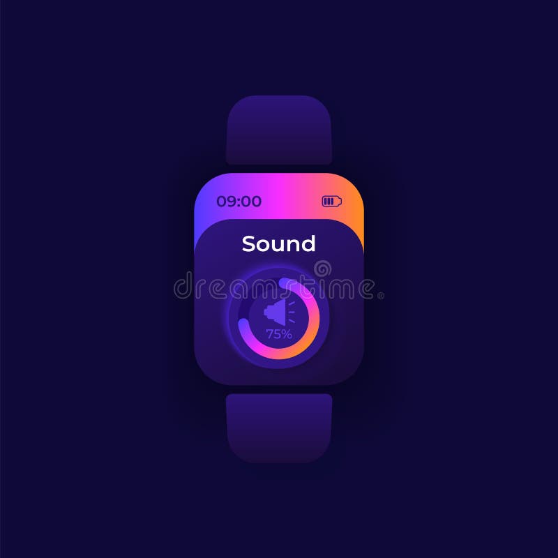 Sound Settings Smartwatch Interface Vector Template. Mobile App Control ...