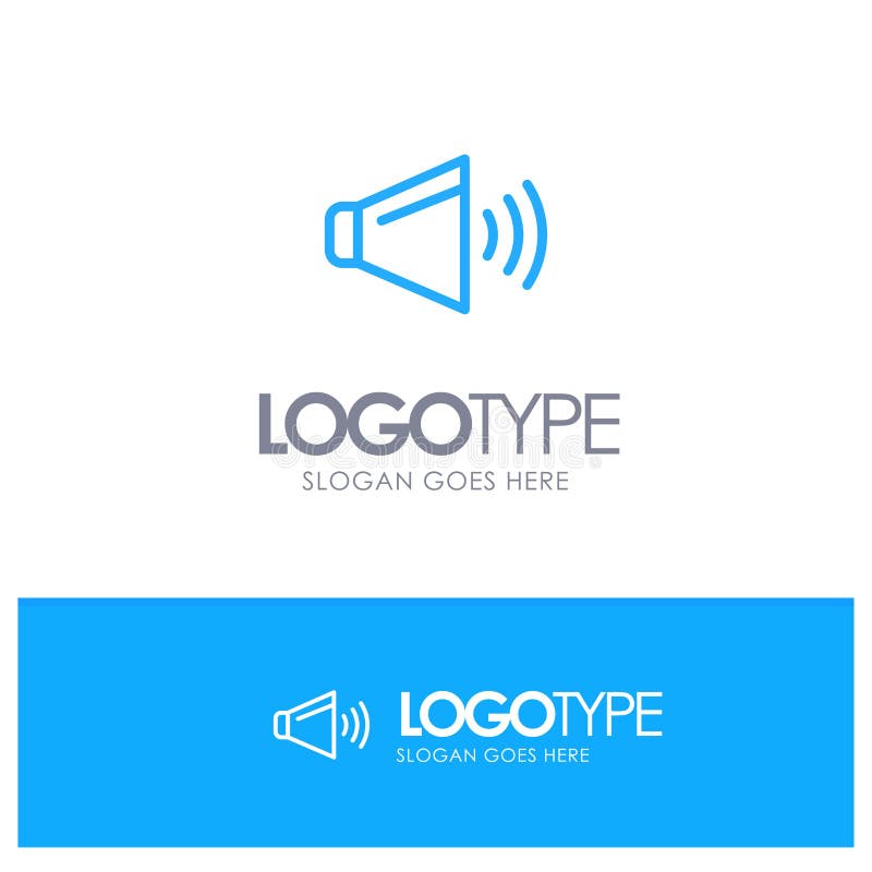 Sound, Speaker, Volume, on Blue Outline Logo Place for Tagline Stock ...