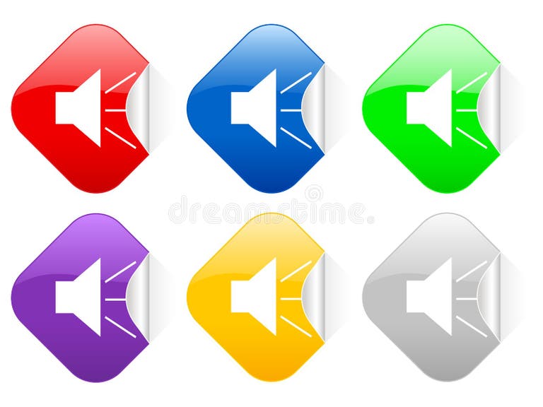 Sound square stickers stock vector. Illustration of rounded - 5078071
