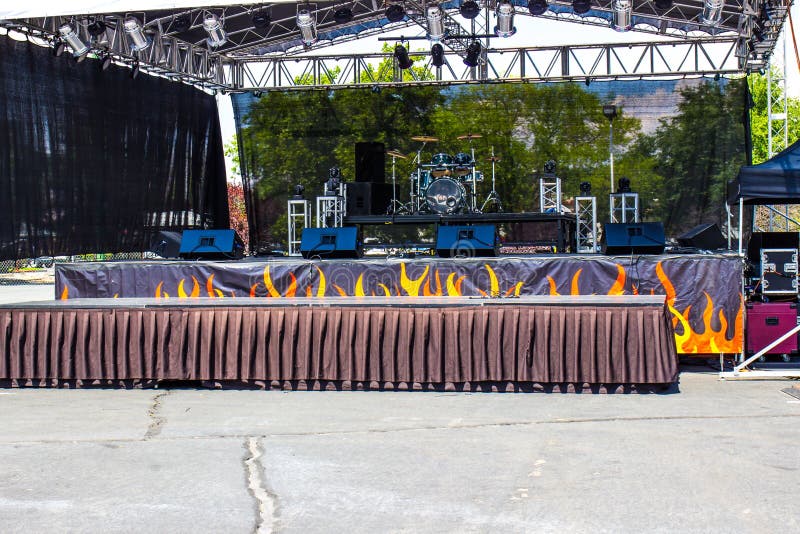 Sound Stage for Musical Band Stock Photo - Image of netting, stands ...
