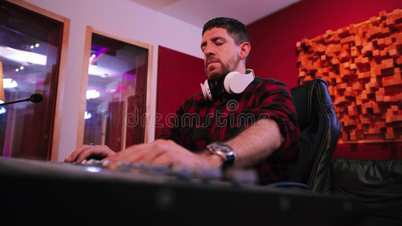 Sound Studio Engineer Sad and Overworked Working Hard in His Job ...