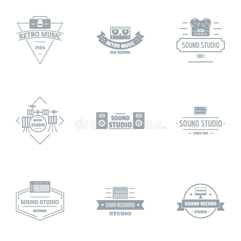 Sound Studio Logo Set, Simple Style Stock Vector - Illustration of ...