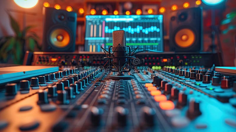 Sound Studio Mixer Board stock illustration. Illustration of studio ...