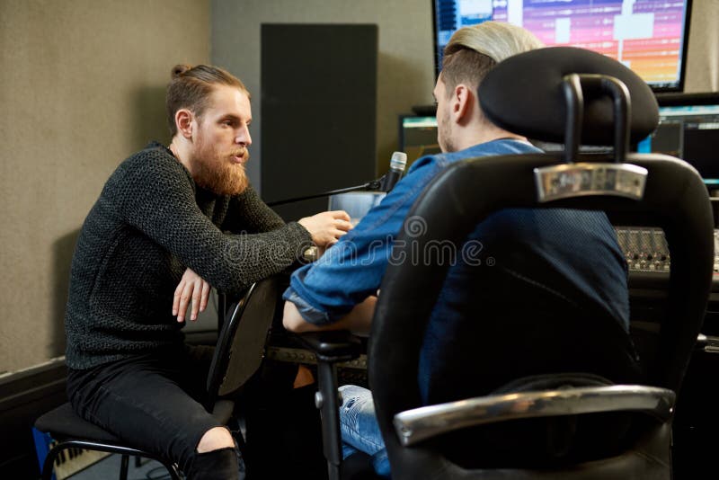 Sound Studio Workers Having Talk Stock Photo - Image of associate ...