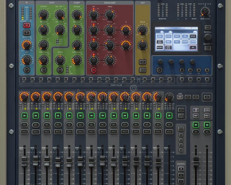 Sound System Control Panel. Stock Image - Image of board, equalizer ...