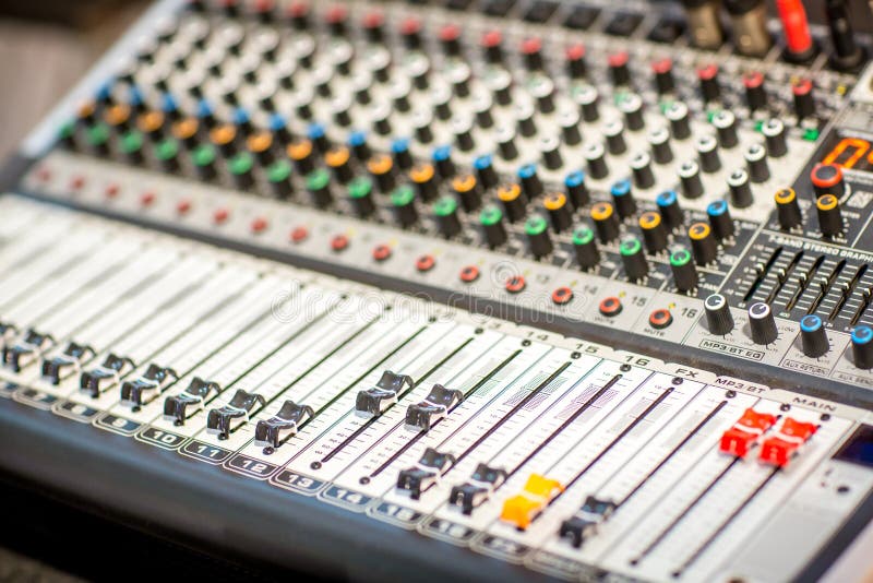 Sound System by Mixer Equalizer in Concert or Wedding Hall. Stock Image ...