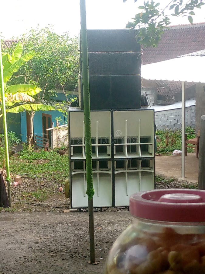 Sound System Ready for a Rustic Wedding Event Stock Photo - Image of ...